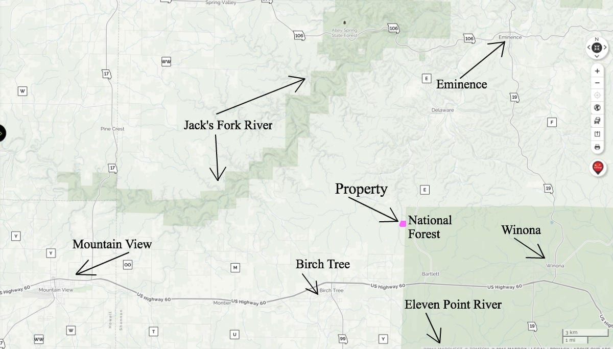 5 Acres with Direct Frontage on National Forest in Missouri