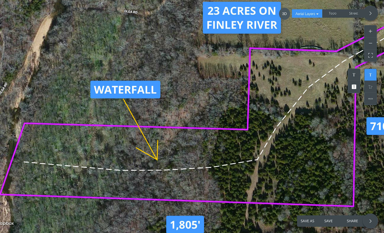 Acres on the Finley River w/ Waterfall, Walnut Trees and MORE! - ID# ...